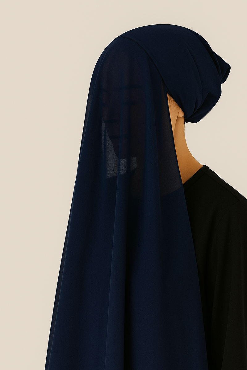 Instant Hijab with Stitched Cap - NAVY BLUE – HIJJABEEZ