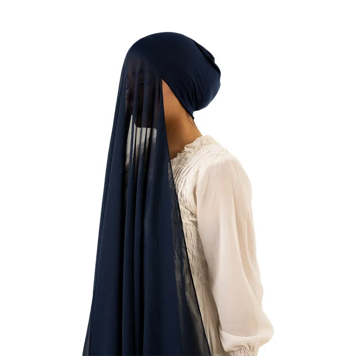Instant Hijab with Stitched Cap - NAVY BLUE – HIJJABEEZ